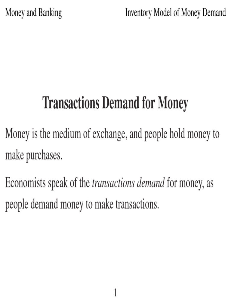 Inventory Model of Money Demand | PDF | Money | Banks