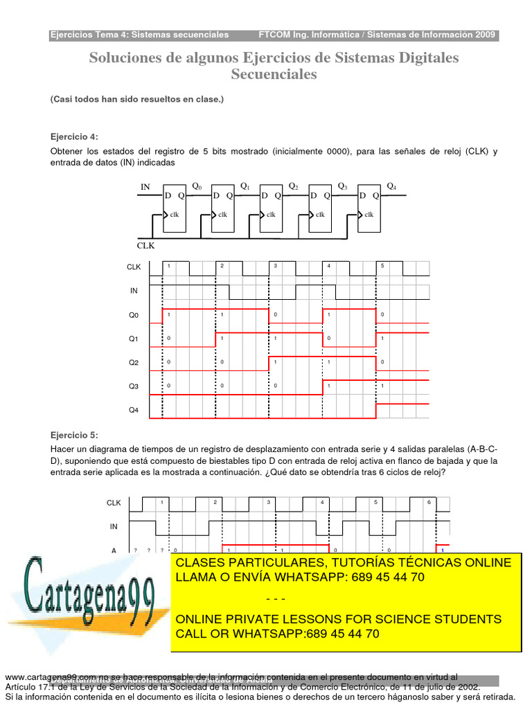 Soluciones Ejercicios de Sistemas Digitales Secuenciales | PDF | Electrónica | Ciencias de la ...