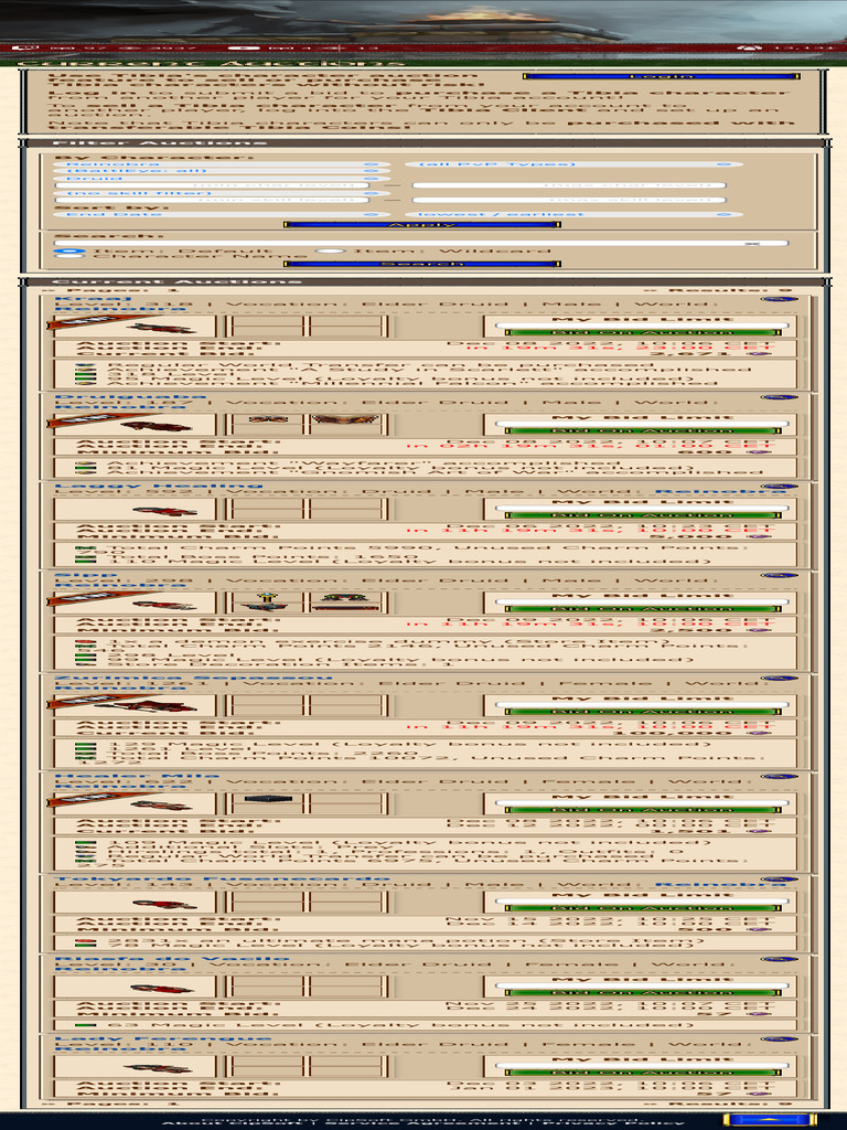 Tibia - Free Multiplayer Online Role Playing Game | PDF | Auction