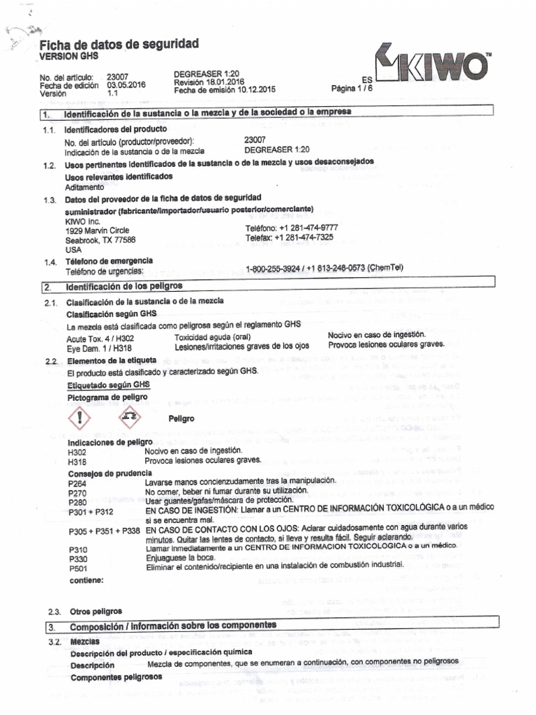 Sds-0003 Degreaser 120 | PDF