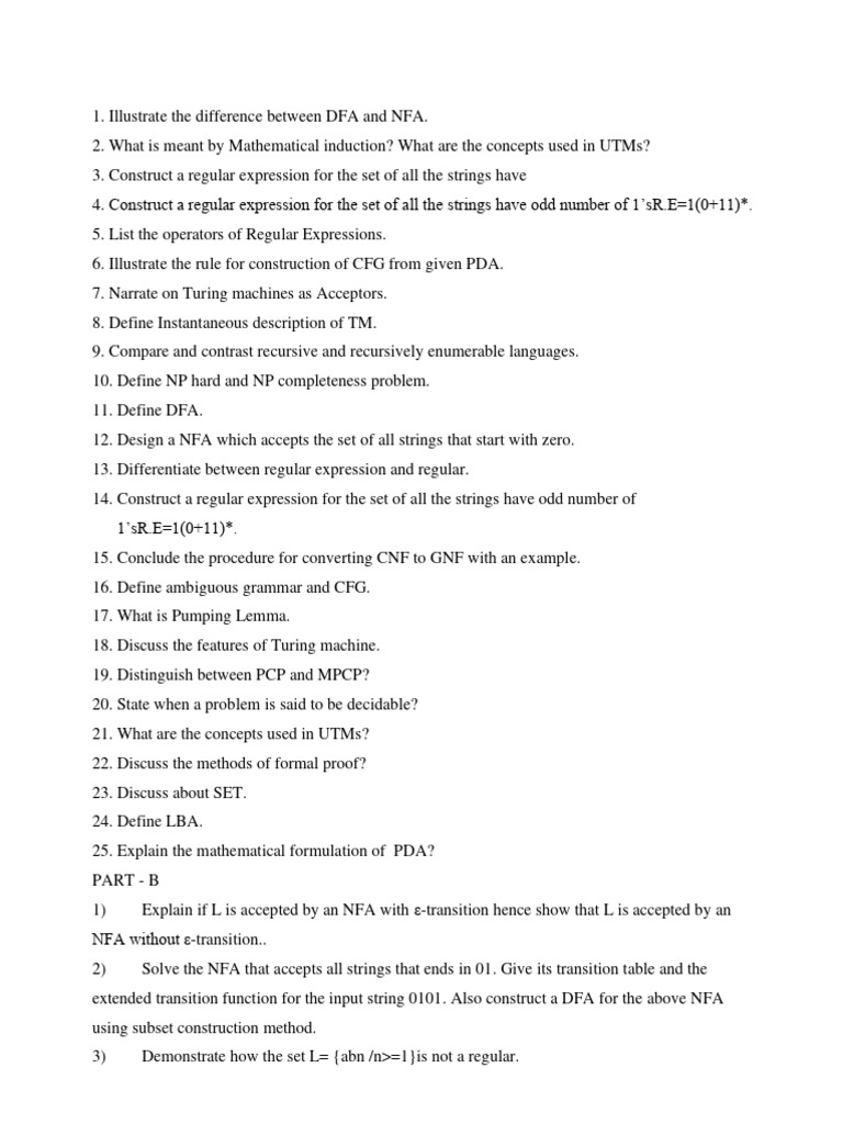 CS8501 Toc Model Exam Question Bank | Download Free PDF | Regular ...