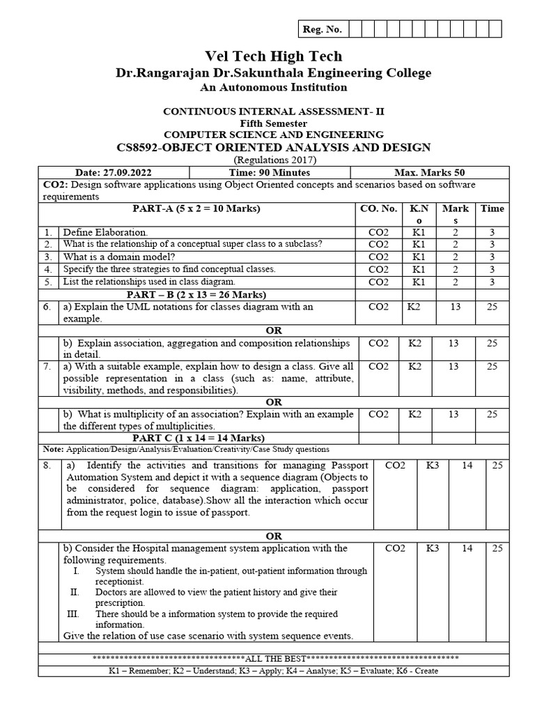 Cia - Ii-Ooad - Set 1 & Set 2 | PDF | Class (Computer Programming) | Systems Engineering