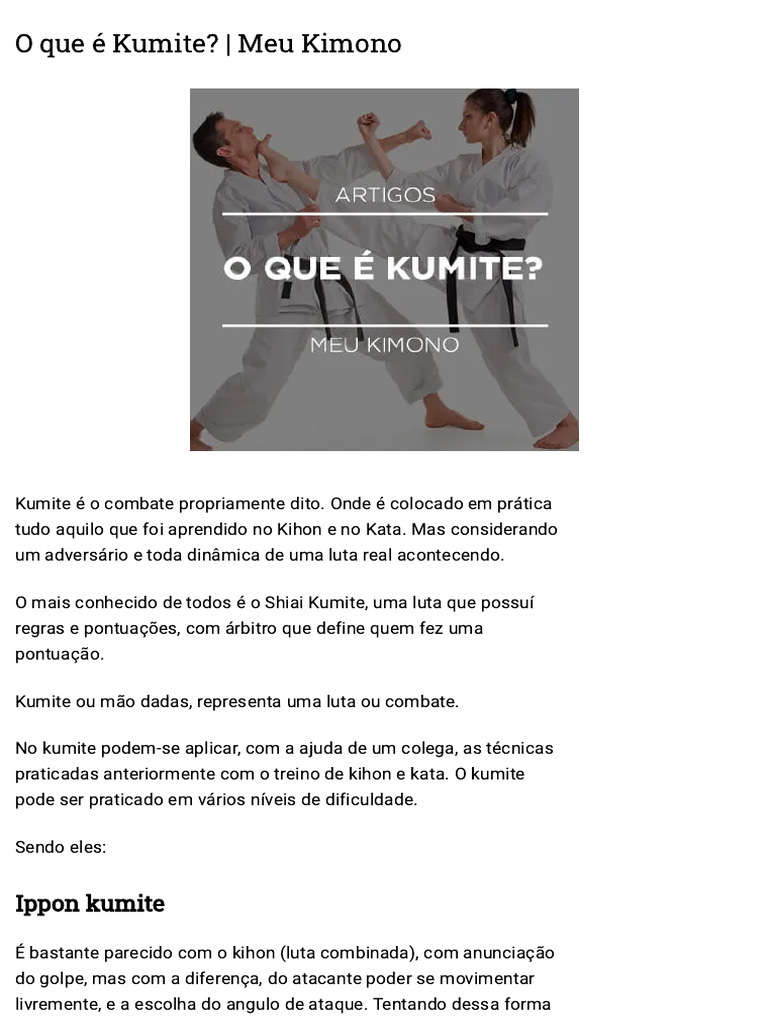 O Que É Kumite - Meu Kimono | PDF | Vermelho | Karatê