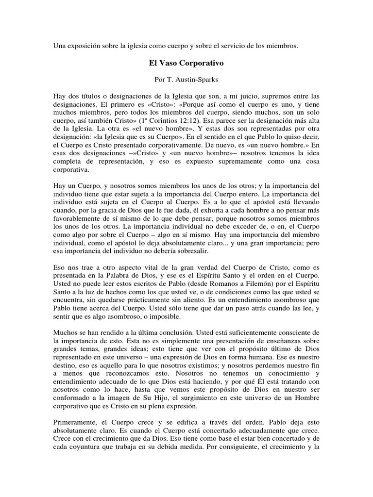 El Vaso Corporativo | PDF | Cristo (título) | espíritu Santo