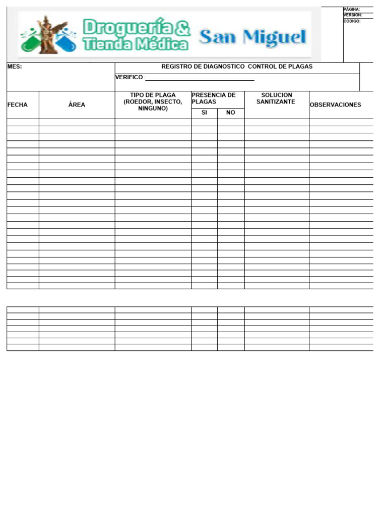 Registro de Control de Plagas 2024 Formatos | PDF