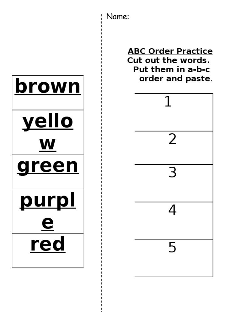ABC Order Practice Worksheet | PDF