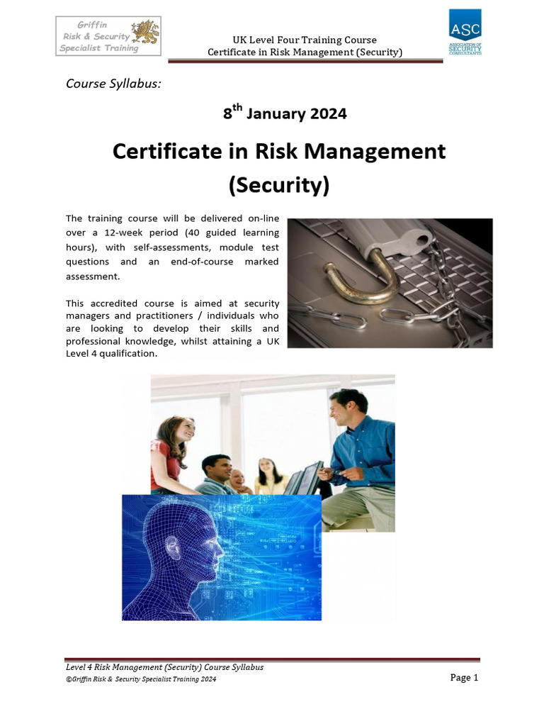 Level 4 - Course Syllabus-2024 | PDF | Risk Management | Risk