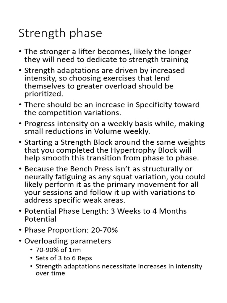 Strength Phase Powerlifting Program | PDF | Individual Sports ...