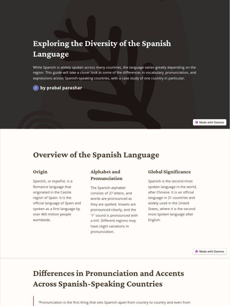 Exploring The Diversity of The Spanish Language | PDF | Spanish ...