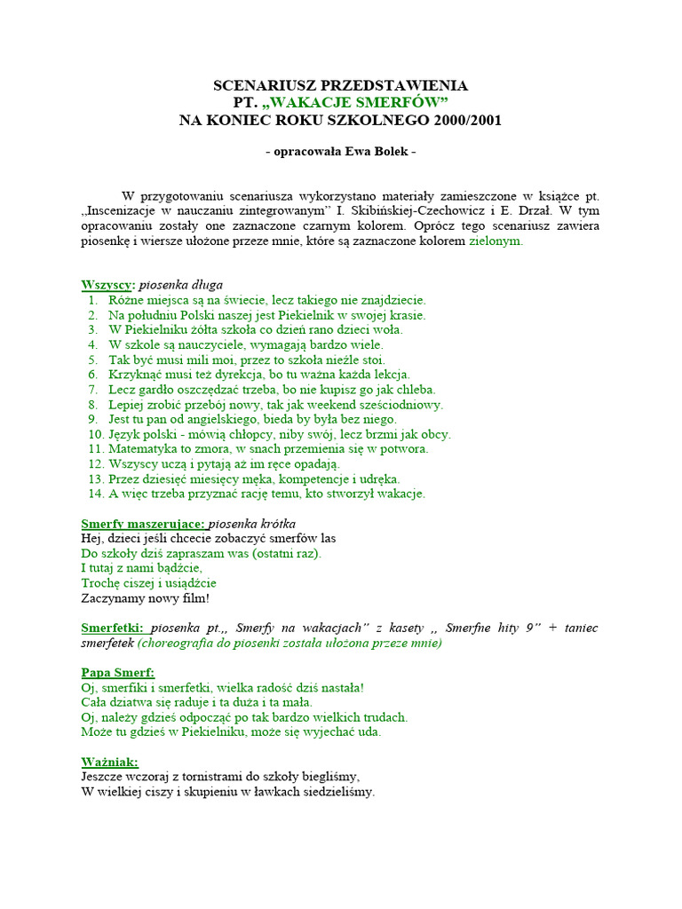 Smerfy scenariusz-EB | PDF