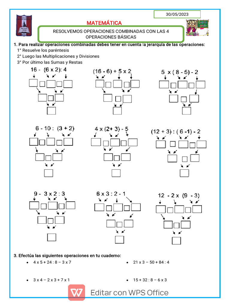Ficha - Mat-06-06 Operaciones Combinadas | PDF