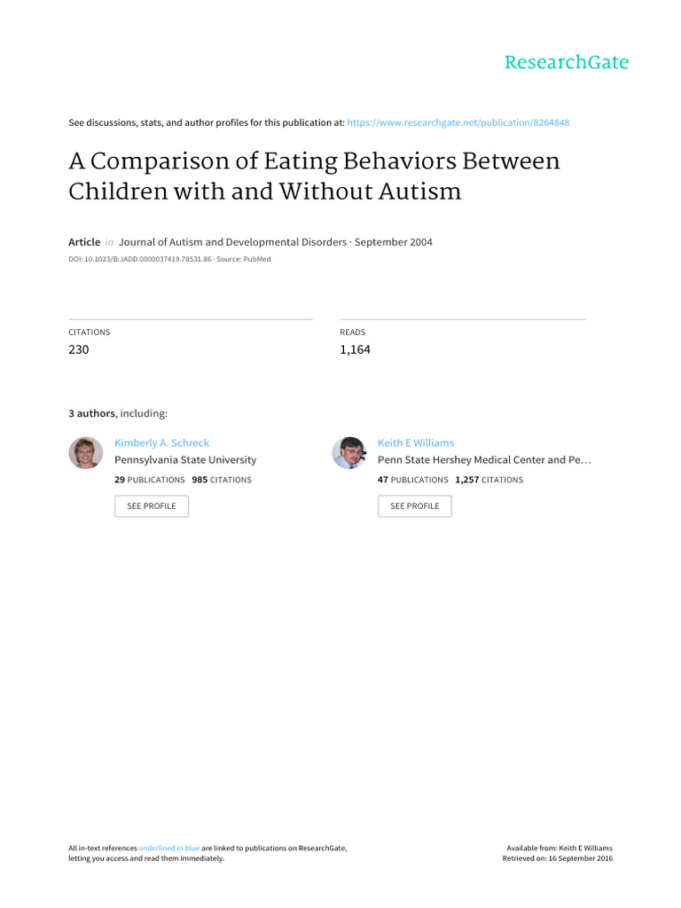 A Comparision of Eating Behaviors Between Children With and Without ...