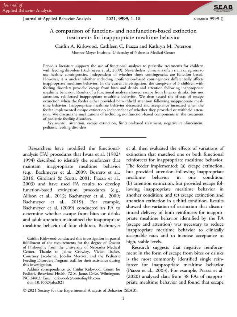 A Comparison of Function and Nonfunction Based Extinction Treatments ...