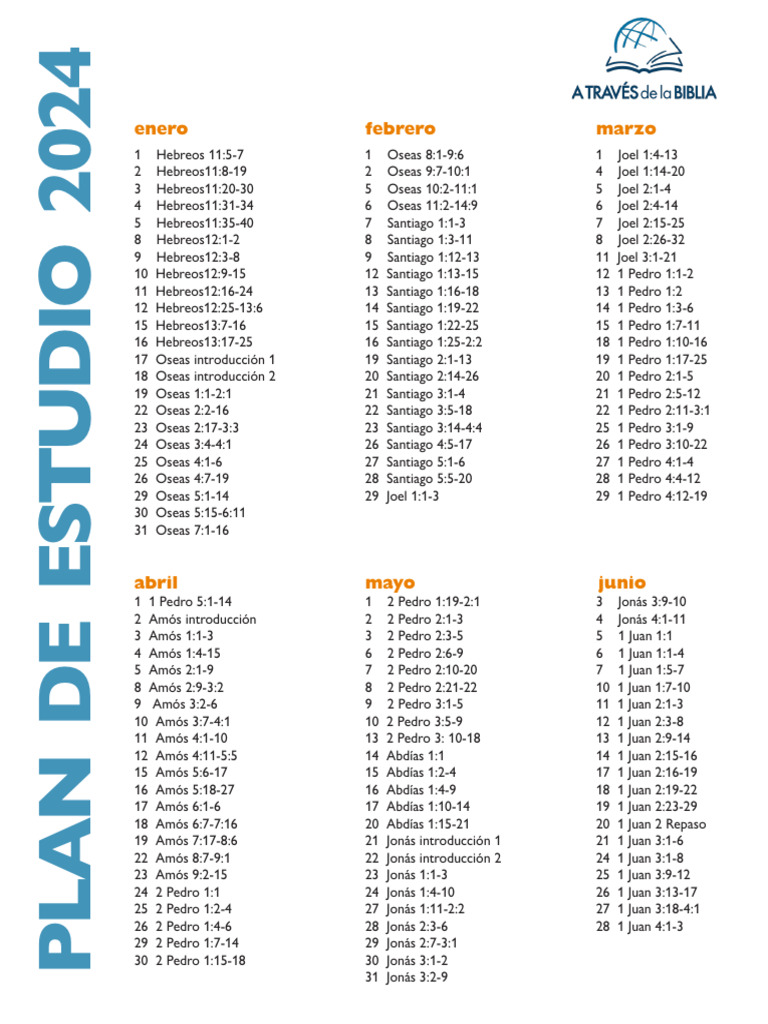 2024 Plan de Estudio A Traves de La Biblia | PDF | Literatura religiosa ...