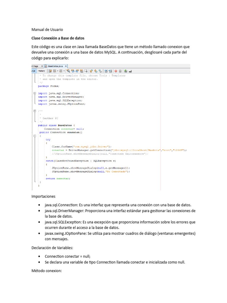 Explicacion Codigo Maskotas | PDF | Java (lenguaje de programación) | Mi sql