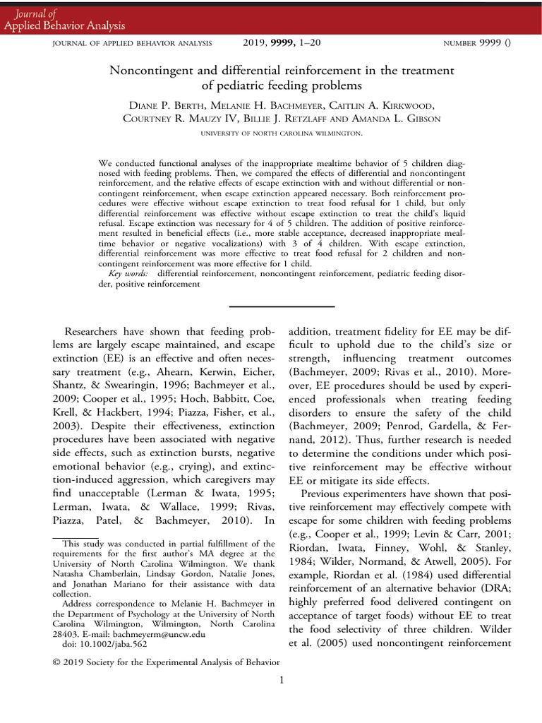 Noncontingent and Differential Reinforcement in The Treatment of ...