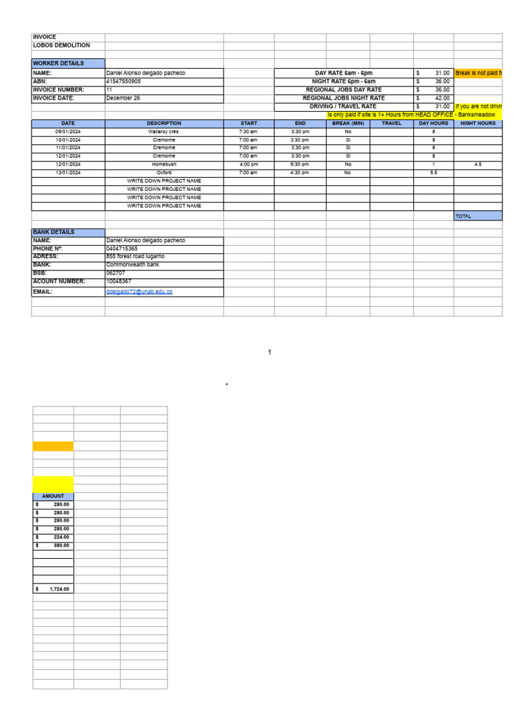 Lobos Demolition Invoice for Daniel Pacheco | PDF