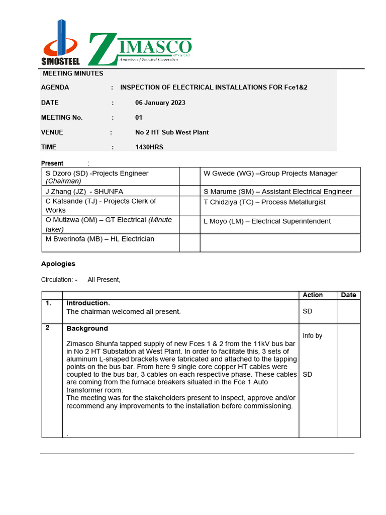 Shunfa Inspection Minutes 06-01-23 | PDF | Electrical Substation | Roof