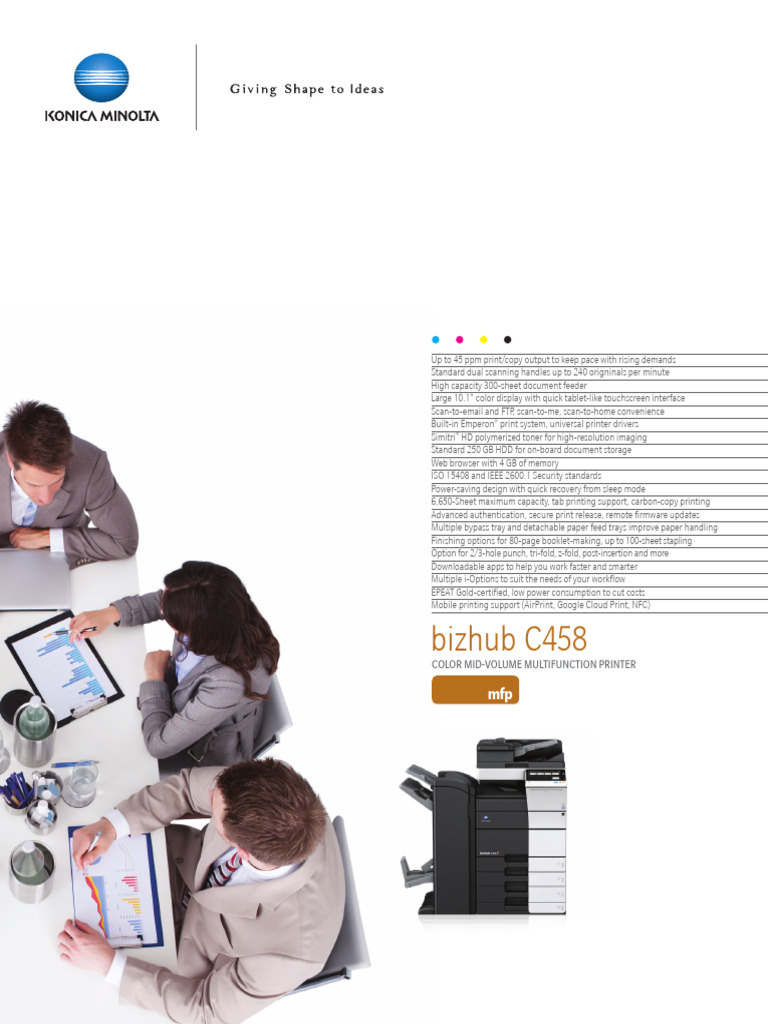 Bizhub c458 Specification Sheet | PDF