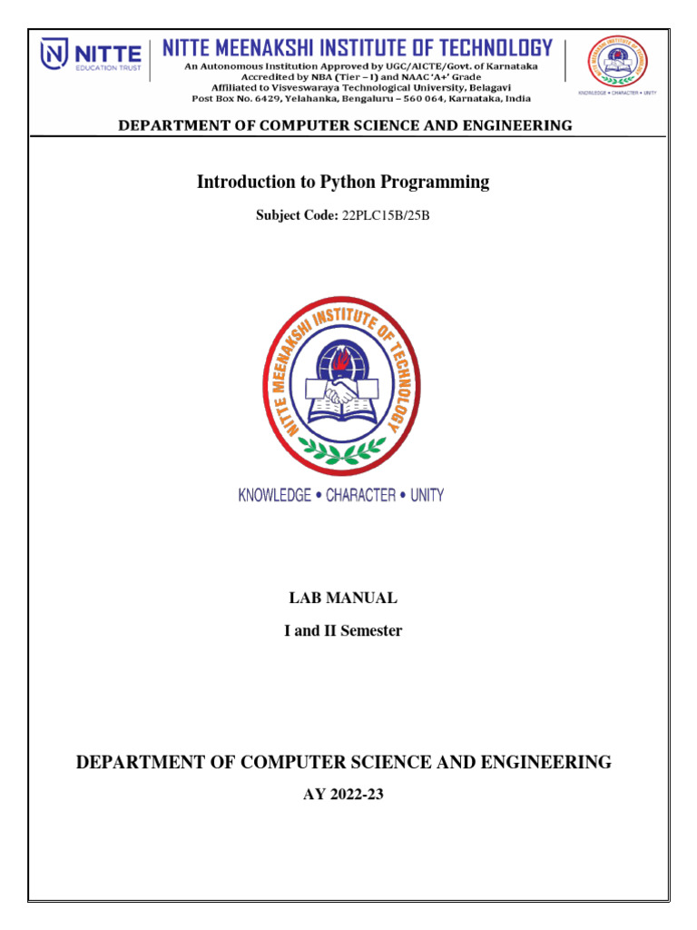 Python Lab Manual 2022-23-2 | PDF | Matrix (Mathematics) | Control Flow