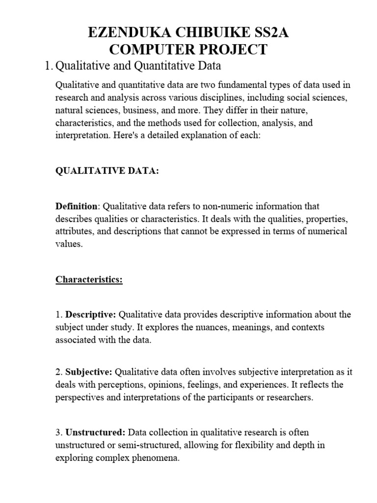My Computer Project | PDF | Statistics | Quantitative Research