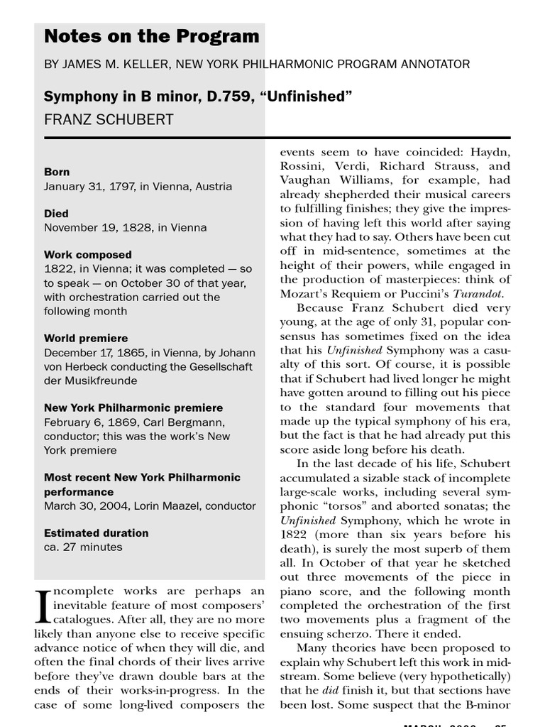 Schubert Unfinished | PDF | Franz Schubert | Music