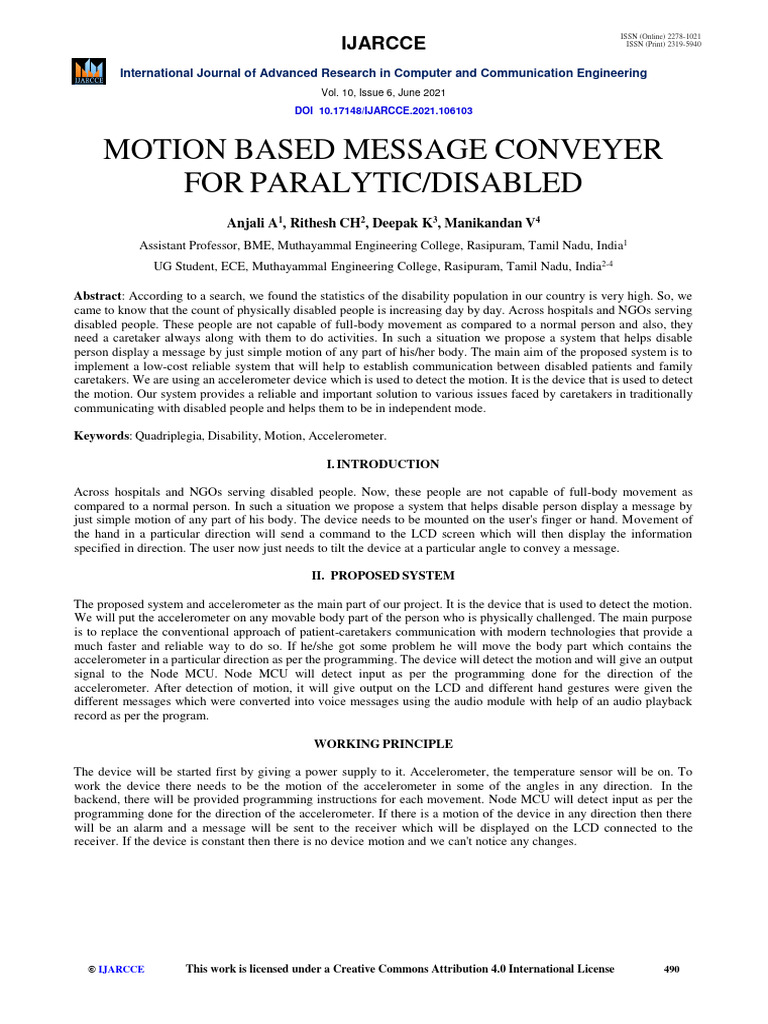 Ijarcce 2021 106103 | PDF | Relay | Accelerometer