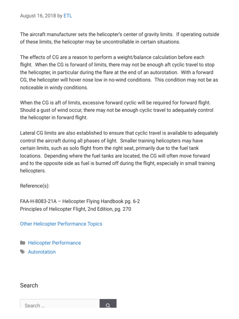 How do changes in center of gravity (CG) affect helicopter flight ...