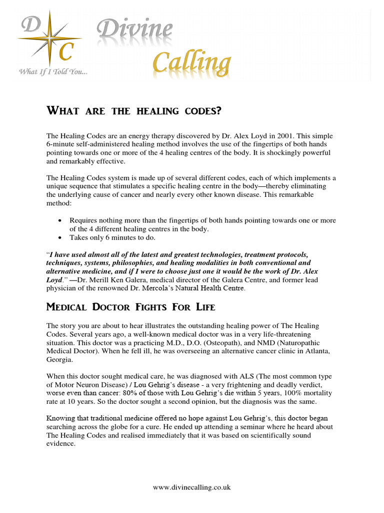 What Are The Healing Codes | PDF | Physician | Naturopathy