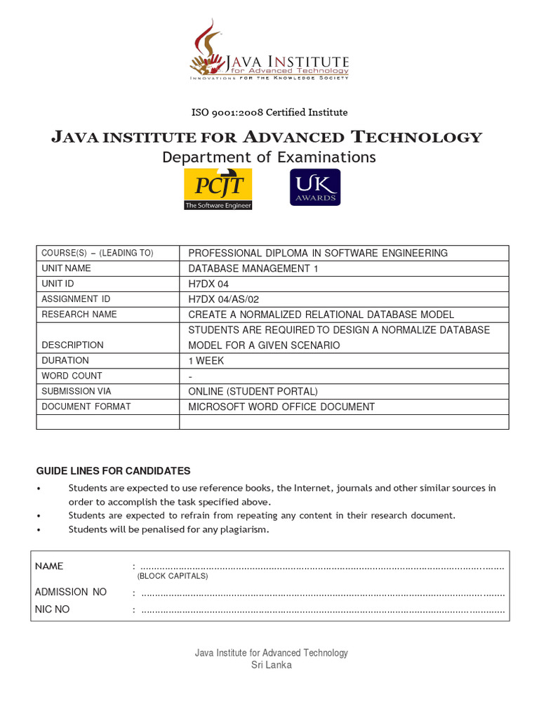 Database Normalization Assignment Guide | PDF | Data | Information Technology
