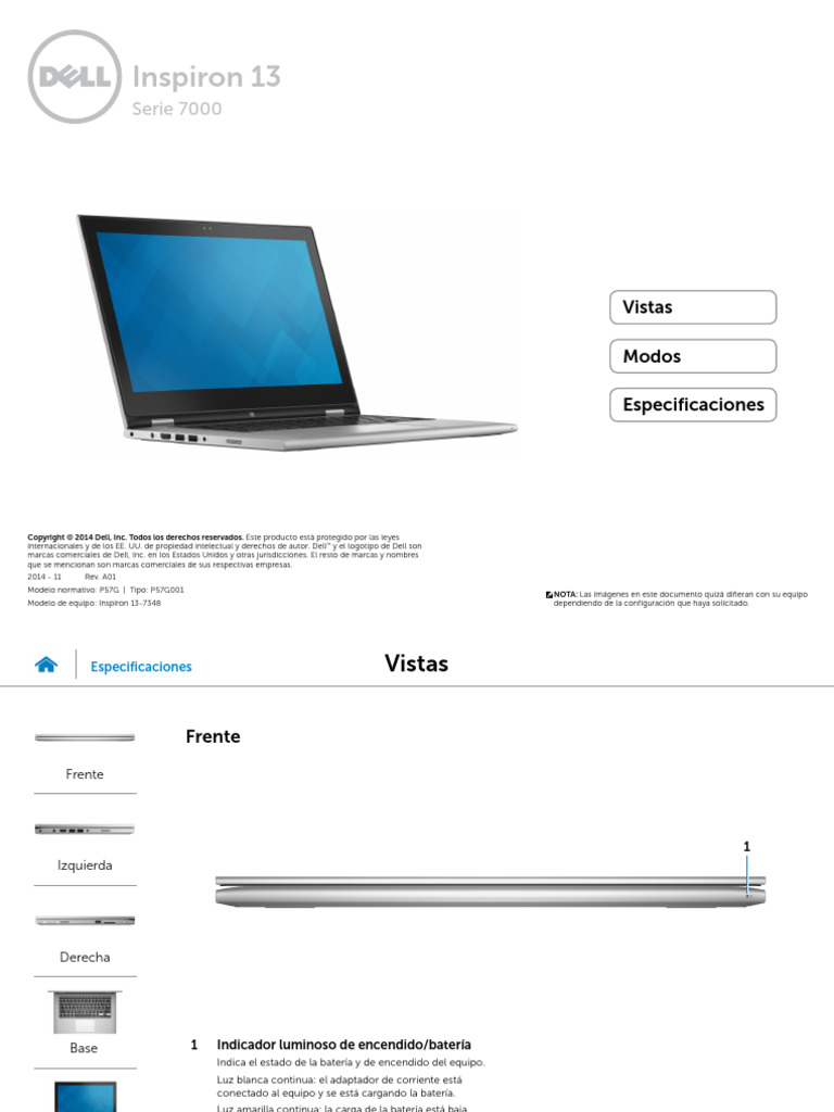 Inspiron-13-7348-Laptop - Reference Guide - Es-Mx | PDF | USB ...