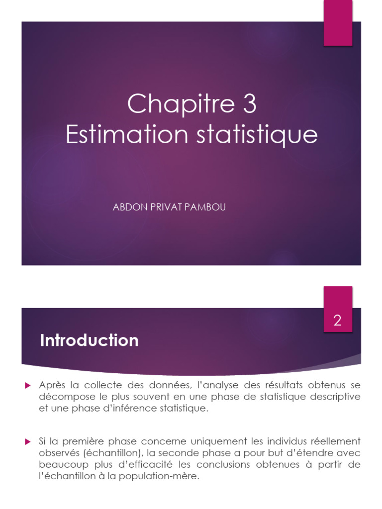 Chapitre 3 - Estimation Statitique V 08-02-2023 | PDF | Estimateur ...