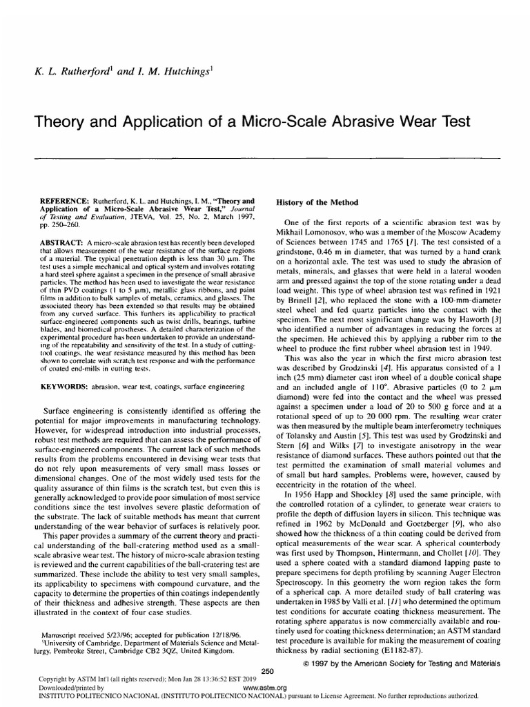 Tory and Application of Microabrasion. | PDF | Wear | Sphere