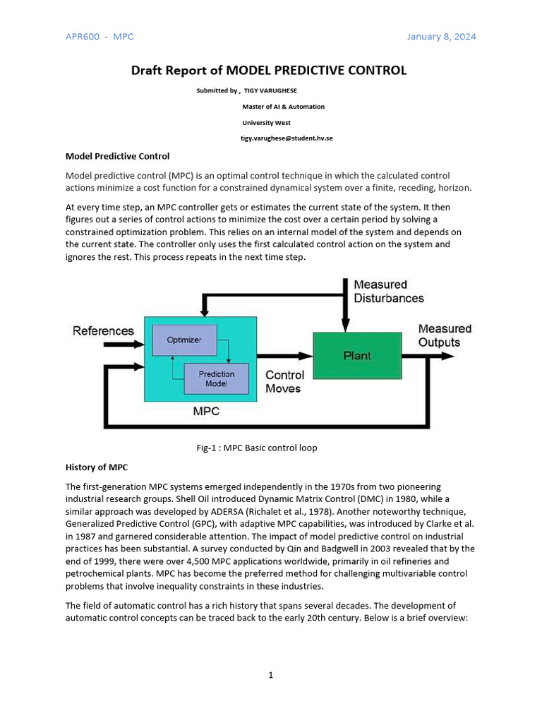 Model Predictive Control | PDF | Control Theory | Mathematical Optimization