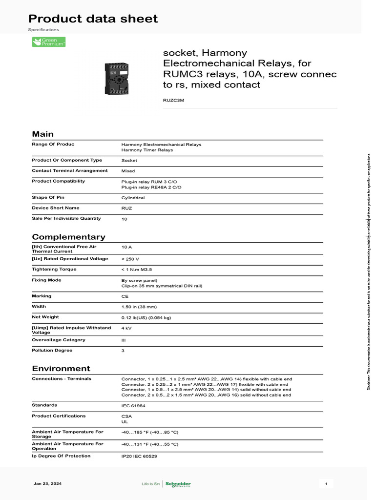 Schneider Electric - Harmony-Timer-Relays - RUZC3M | PDF | Relay ...