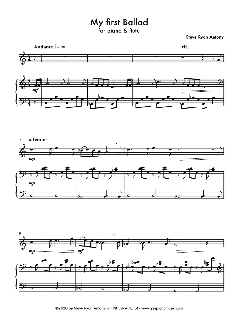 4.my First Ballad - Piano & Flute - Full Score | PDF | Alphabet latin