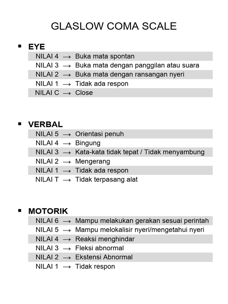 Glaslow Coma Scale | PDF