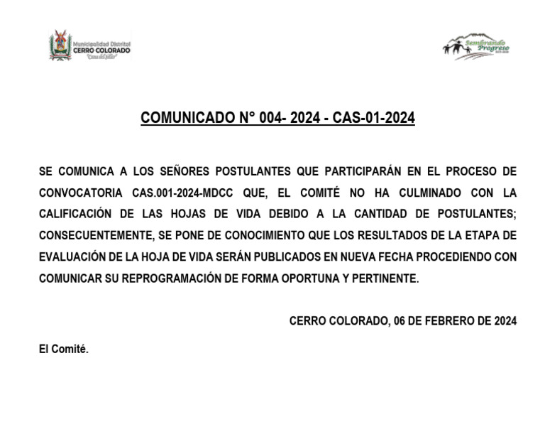 Comunicado N° 04 2024 | PDF