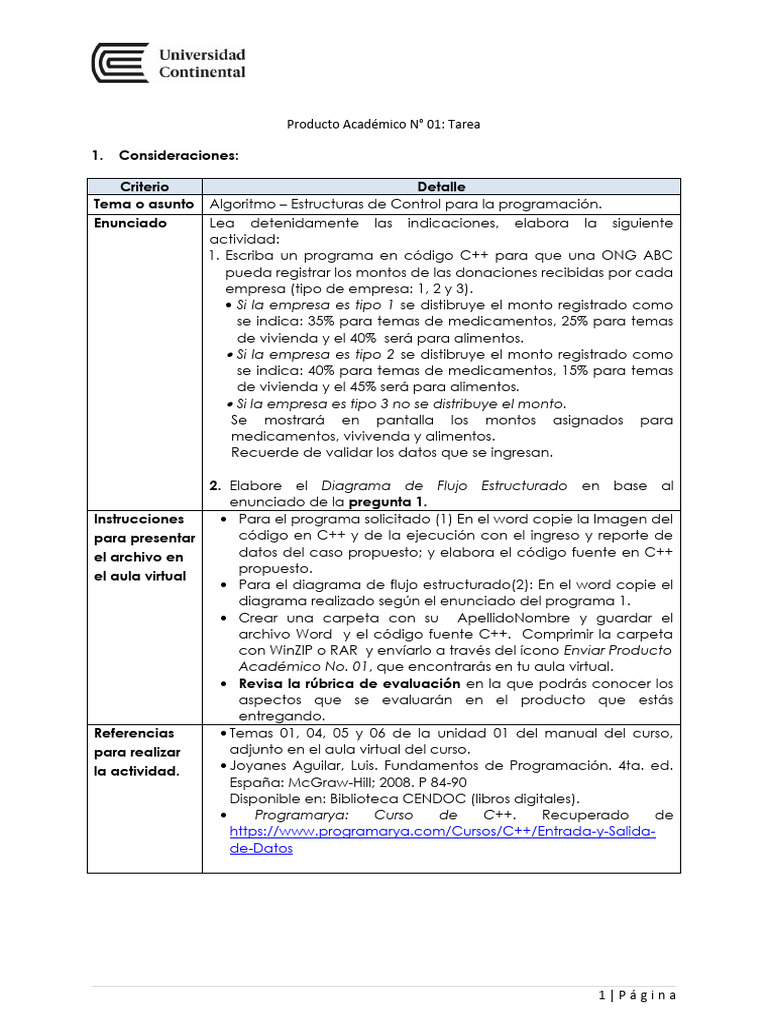 PA 01 Fundamentos Programacion | PDF | C ++ | Caso de carta