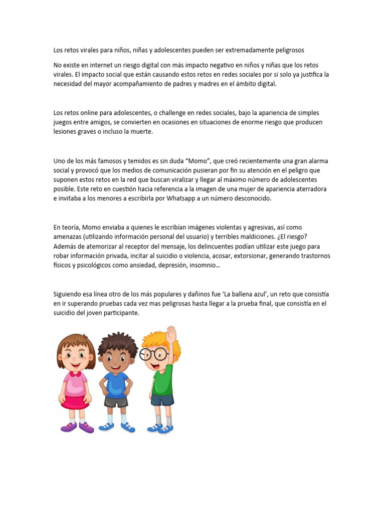 Los Retos Virales para Niños | PDF | Salud y bienestar