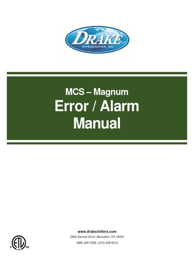 MCS Magnum Error/Alarm Manual | PDF | Mechanical Engineering | Equipment
