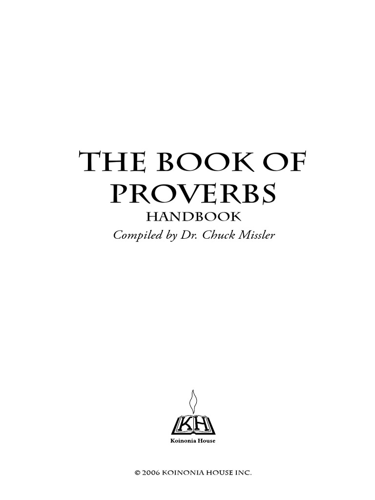 20 - Proverbs - Commentary - Handbook - Chuck Missler | PDF | Book Of ...