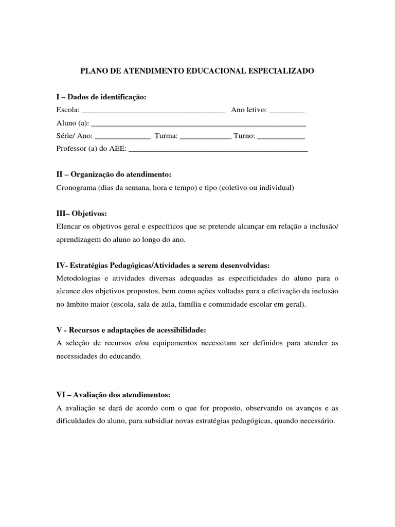 Plano de Aee 2 | PDF