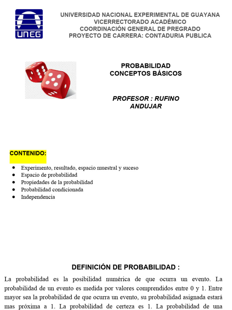 Conceptos Bäsicos de Probabilidad | Descargar gratis PDF | Probabilidad | Probabilidades y ...
