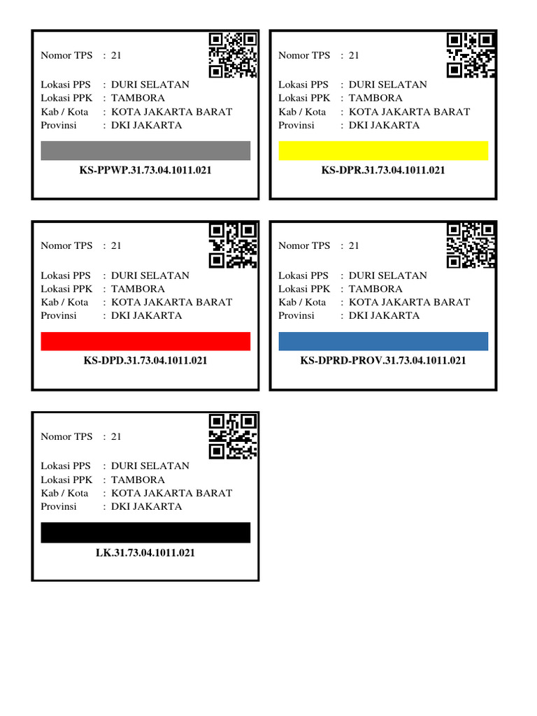 Label Kotak Suara TPS 21 Duri Selatan | PDF