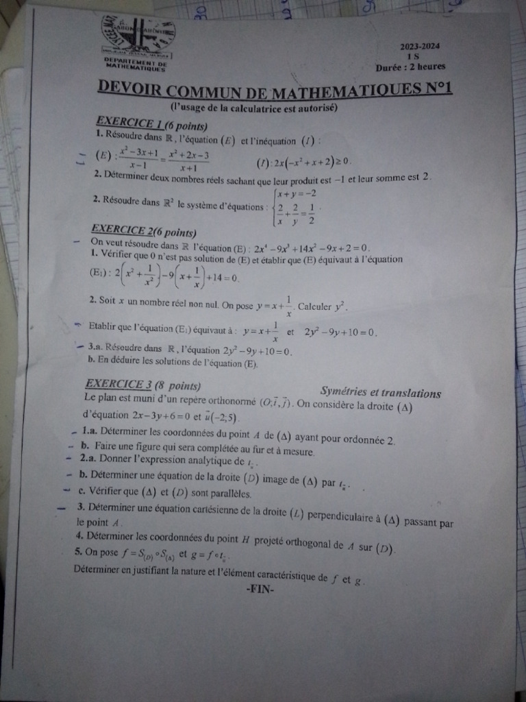 Devoir Commun 1ere | PDF