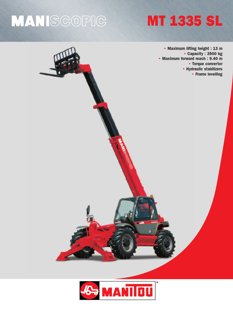 Manitou MT1335SL Forklift Data Sheet | PDF | Wheeled Vehicles | Vehicles