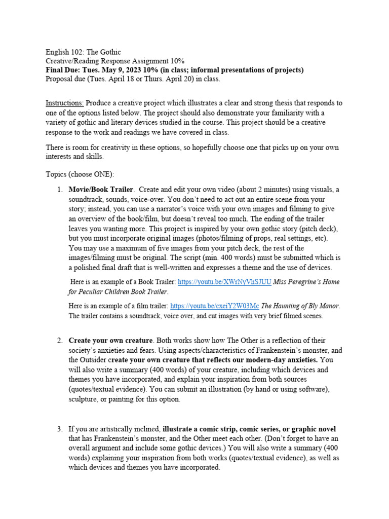 102 W23 Creative Response | PDF | Language Arts & Discipline | Foreign ...