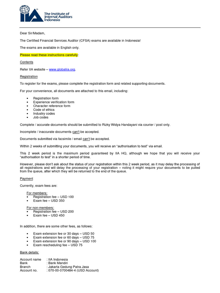 CFSA Exam Infopak1 | PDF | Internal Audit | Audit