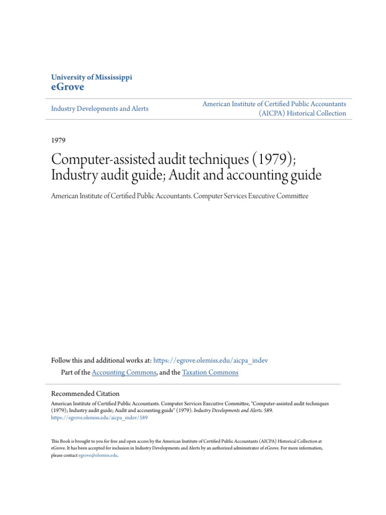 Computer-Assisted Audit Techniques (1979) Industry Audit Guide | PDF ...